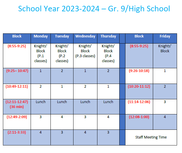Office Hours & Bell Times - Queen Elizabeth High School